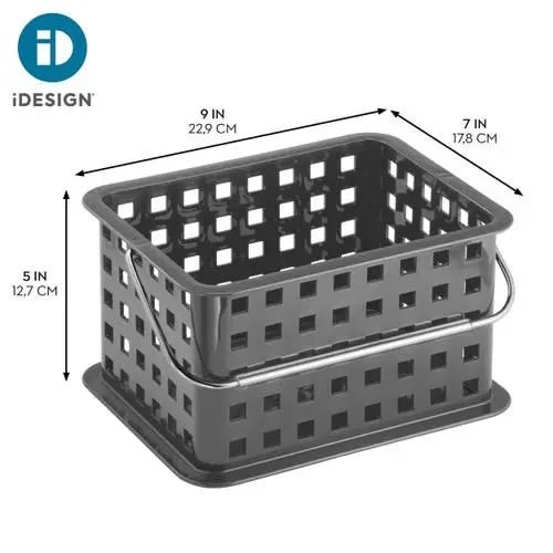 IDESIGN Small Stackable Shower Basketset Of 3made In Usa - Charcoal
