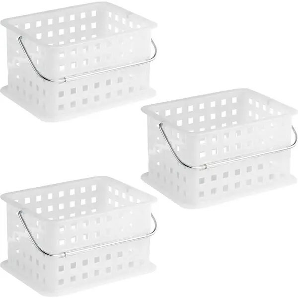 IDESIGN Small Stackable Shower Basketset Of 3clear/frostmade In Usa - Clear Frost
