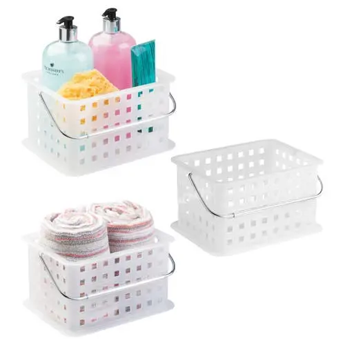 IDESIGN Small Stackable Shower Caddy Basketset Of 3blackmade In Usa - Clear Frost