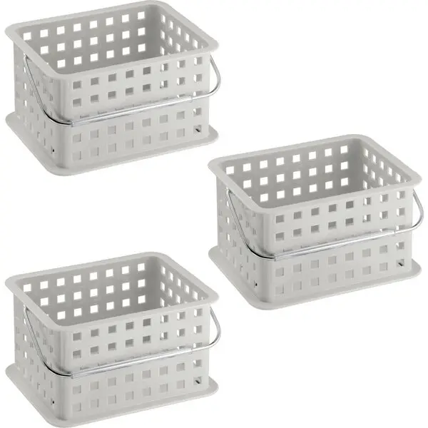 IDESIGN Small Stackable Shower Basketset Of 3clear/frostmade In Usa - Light Gray