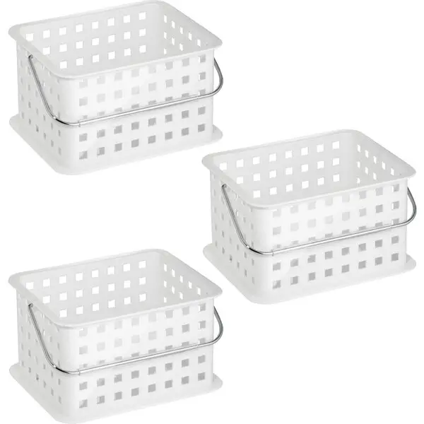 IDESIGN Small Stackable Shower Basketset Of 3clear/frostmade In Usa - White