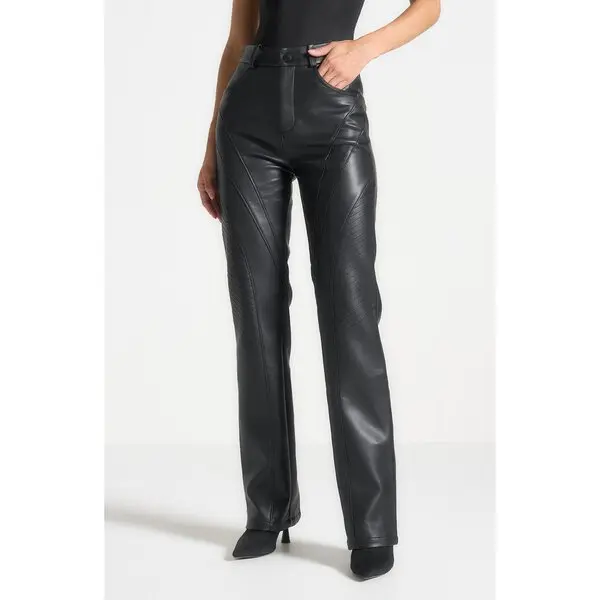 Manière De Voir Leather Biker Trousers - Black