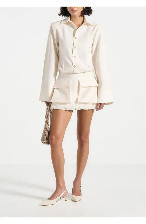 Manière De Voir Laure Cargo Shirt Mini Dress - Cream