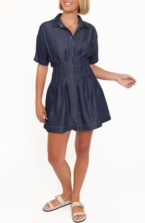 PETAL & PUP Davine Mini Shirtdress - Blue