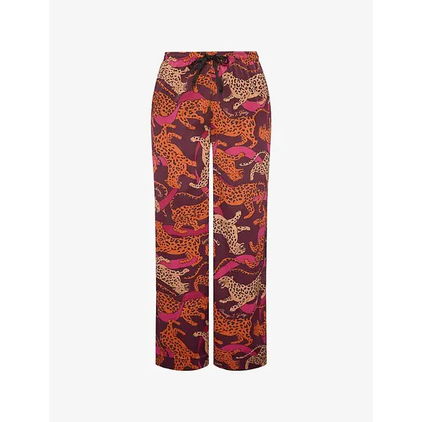 SAVAGE X FENTY Satin Ever After Printed Pajama Trousers - Purple Persuas/tof Tan