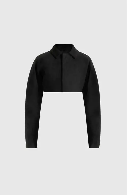 Manière De Voir Elya Suede Super Cropped Jacket - Black