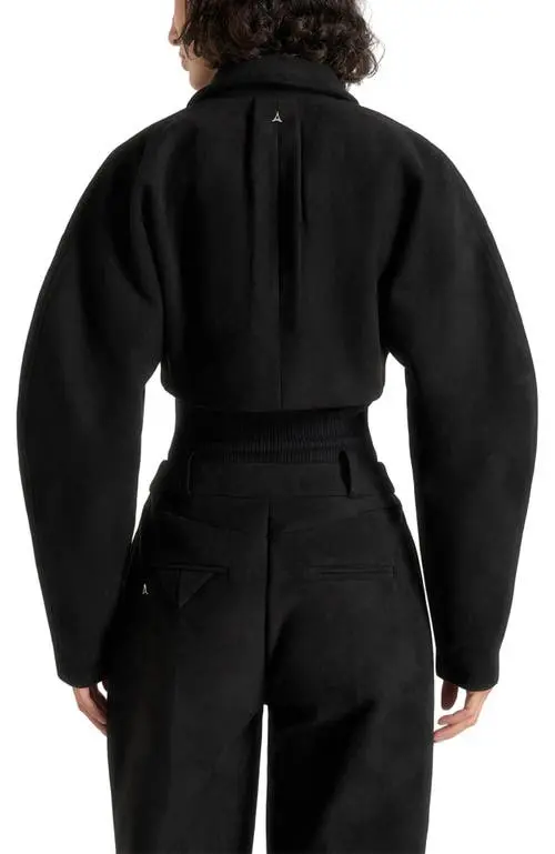 Manière De Voir Elya Suede Cropped Jacket - Black