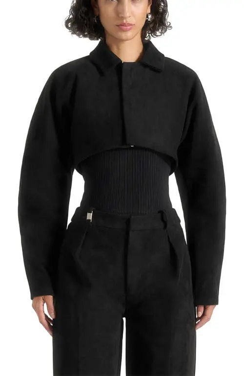 Manière De Voir Elya Suede Cropped Jacket - Black