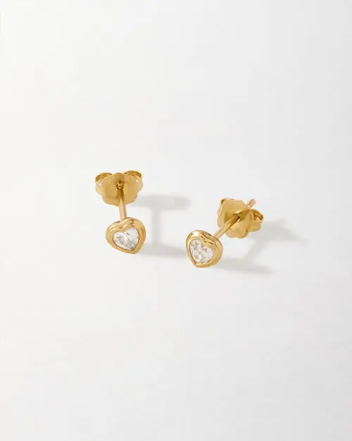 EDGE OF EMBER Solid Gold Stud Earrings - Metallic Gold