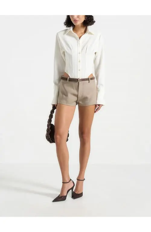 Manière De Voir Elle Tailored Mini Shorts - Taupe