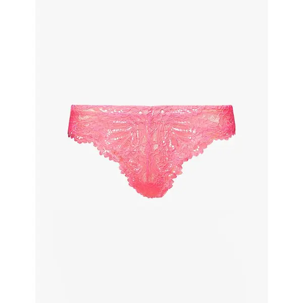 SAVAGE X FENTY Romantic Corded Lace Brazilian Briefs - Acacia Pink