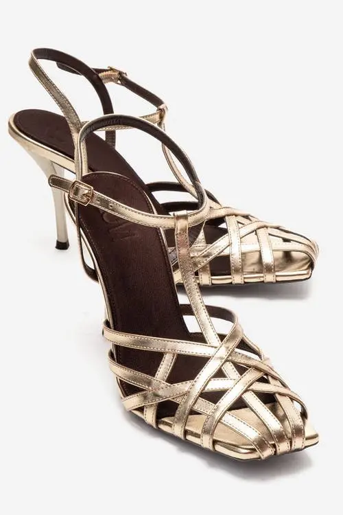 PROLOGUE SHOES Allos Stiletto Sandal - Gold