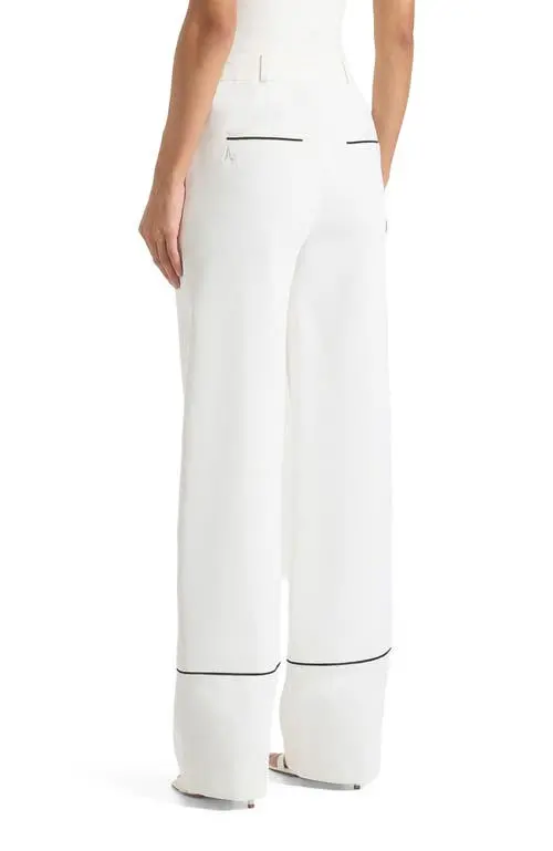 Manière De Voir Mina Contrast Piped Pleated Trousers - White/black