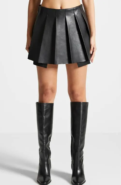 Manière De Voir Juliette Leather Pleated Skort - Black