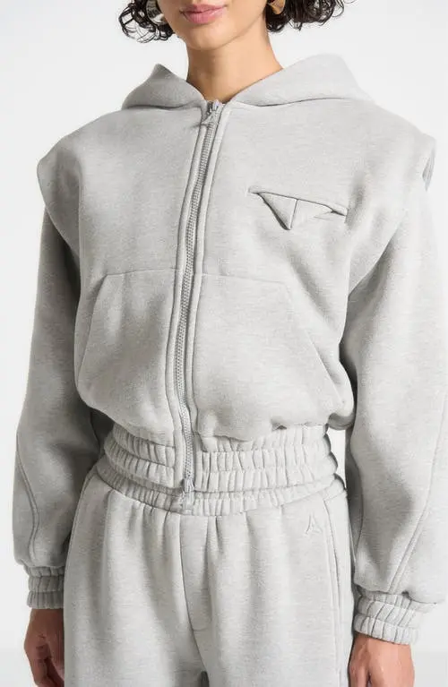 Manière De Voir Louna Wide Shoulder Zip Through Hoodie - Grey