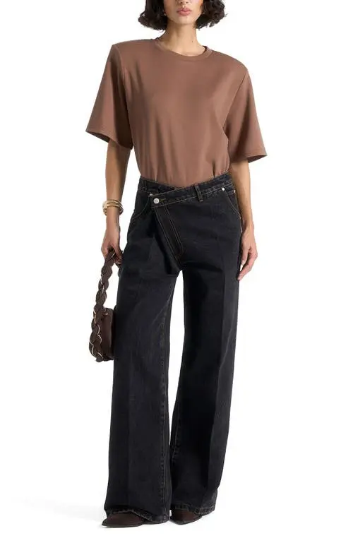Manière De Voir Mia Wide Shoulder Bodysuit T-shirt - Brown