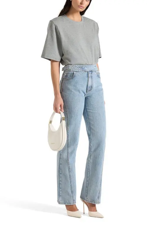 Manière De Voir Mia Wide Shoulder Bodysuit T-shirt - Grey