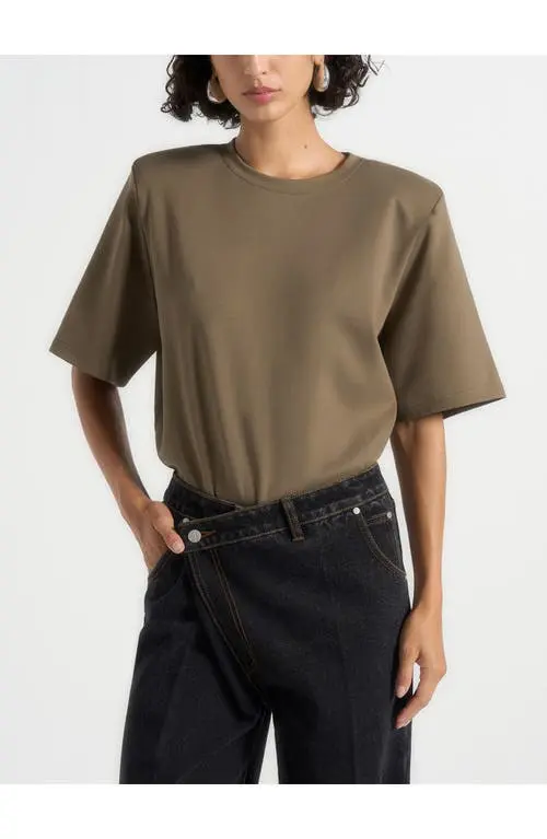 Manière De Voir Mia Wide Shoulder Bodysuit T-shirt - Olive