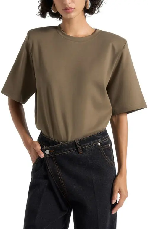 Manière De Voir Wide Shoulder Bodysuit T-shirt - Olive