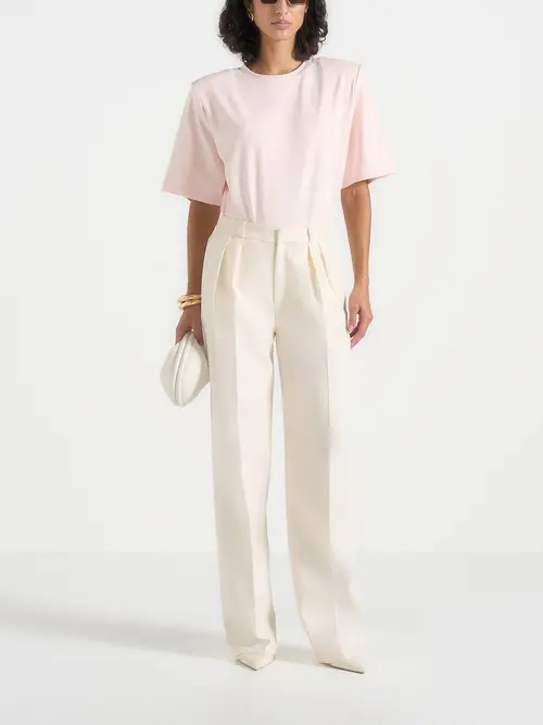 Manière De Voir Wide Shoulder Bodysuit T-shirt - Pale Pink