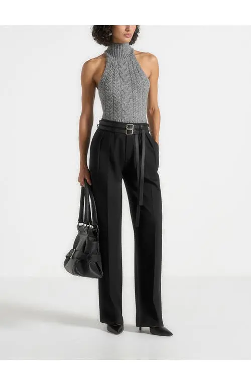 Manière De Voir Pascale Tailored Twin Belt Trousers - Black