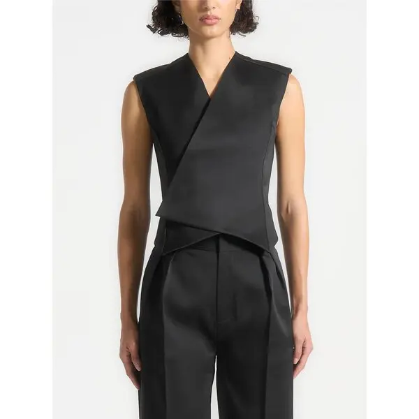 Manière De Voir Laurence Sateen Wrap Waistcoat - Black