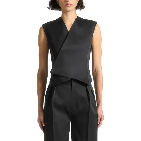Manière De Voir Laurence Sateen Wrap Waistcoat - Black