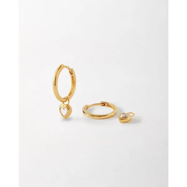 EDGE OF EMBER Solid Gold Hoop Earrings With White Sapphires - Metallic Gold