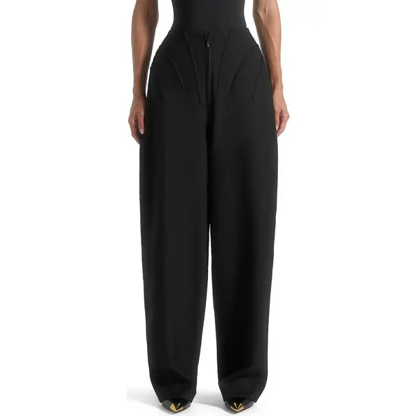 Manière De Voir Rena Corset Sculptural Trousers - Black
