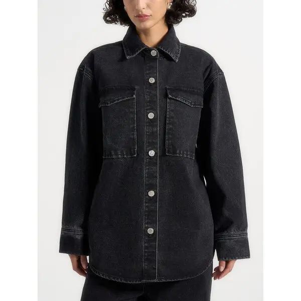 Manière De Voir Joy Denim Oversized Shirt - Washed Black