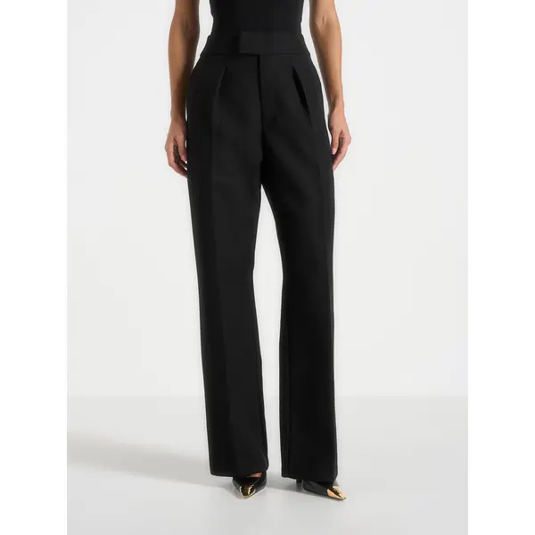 Manière De Voir High Waisted Tailored Trousers - Black