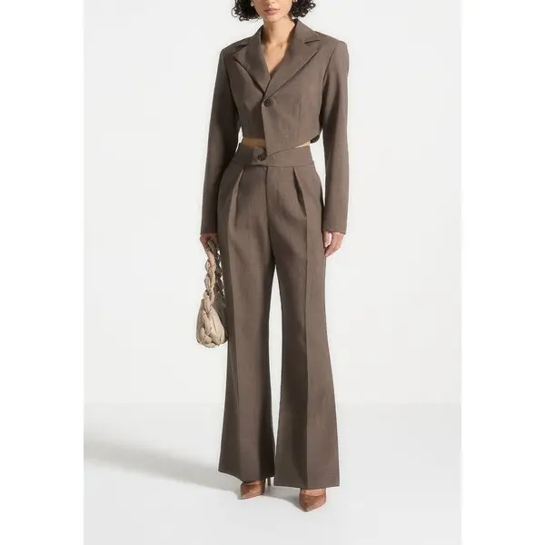 Manière De Voir Elsa High Waisted Tailored Trousers - Dark Taupe