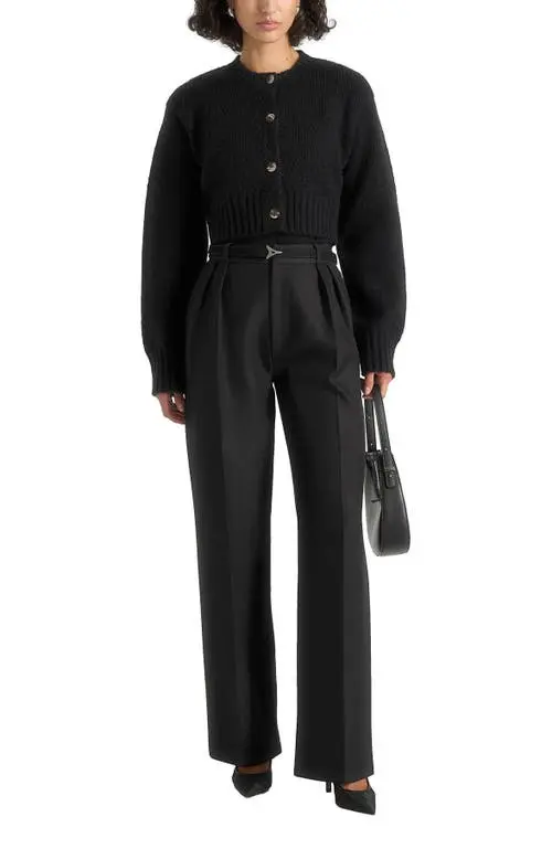 Manière De Voir Caren Brushed Wool Knit Cardigan - Black