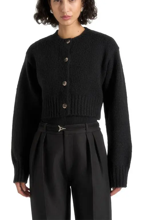 Manière De Voir Caren Brushed Wool Knit Cardigan - Black