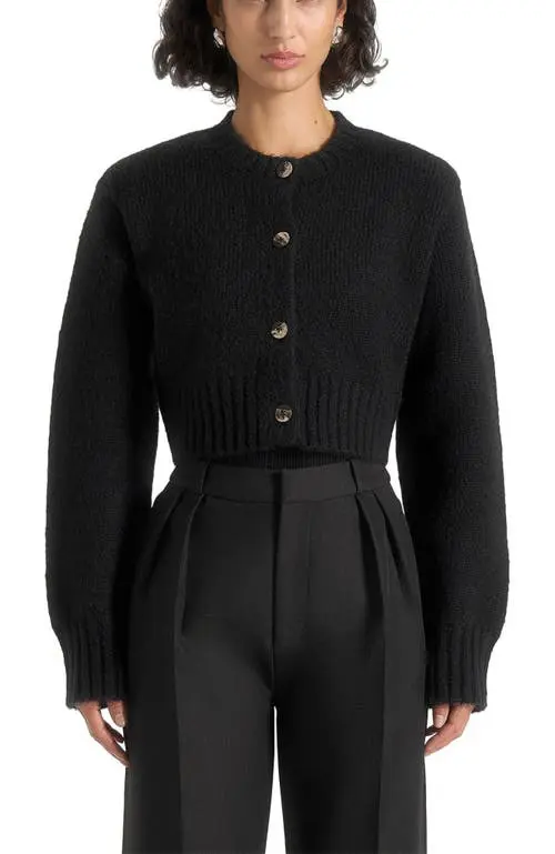 Manière De Voir Caren Brushed Wool Knit Cardigan - Black