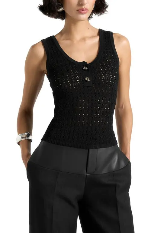 Manière De Voir Nora Pointelle Knitted Vest - Black
