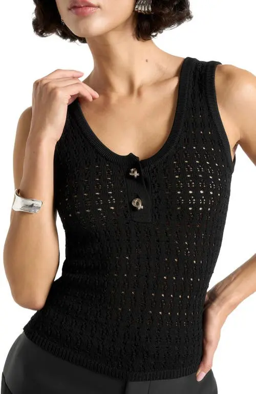Manière De Voir Nora Pointelle Knitted Vest - Black