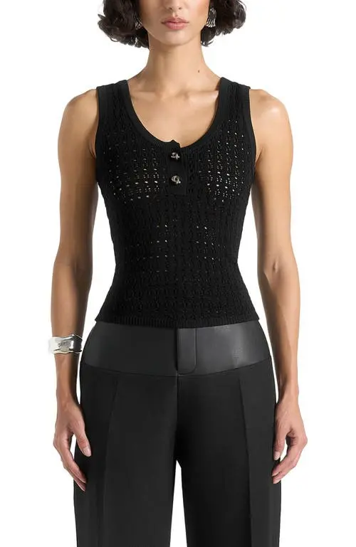 Manière De Voir Nora Pointelle Knitted Vest - Black