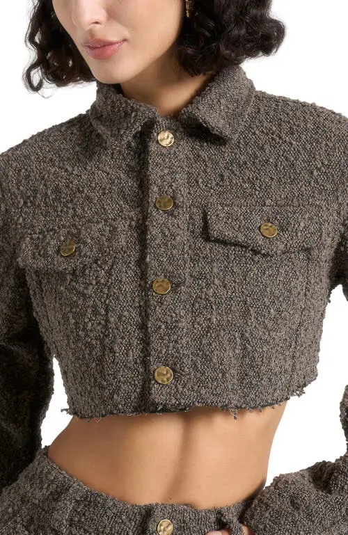 Manière De Voir Catherine Cropped Boucle Denim Jacket - Brown