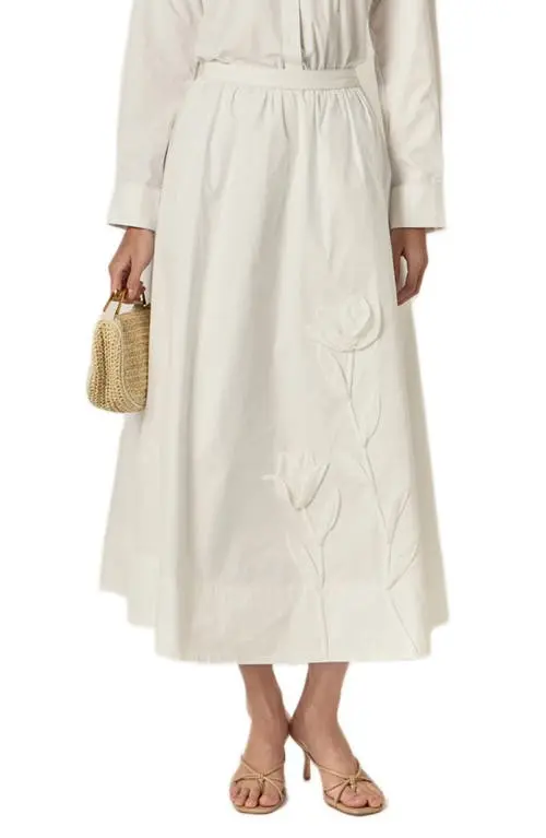 English Factory Floral Appliqué Cotton Skirt