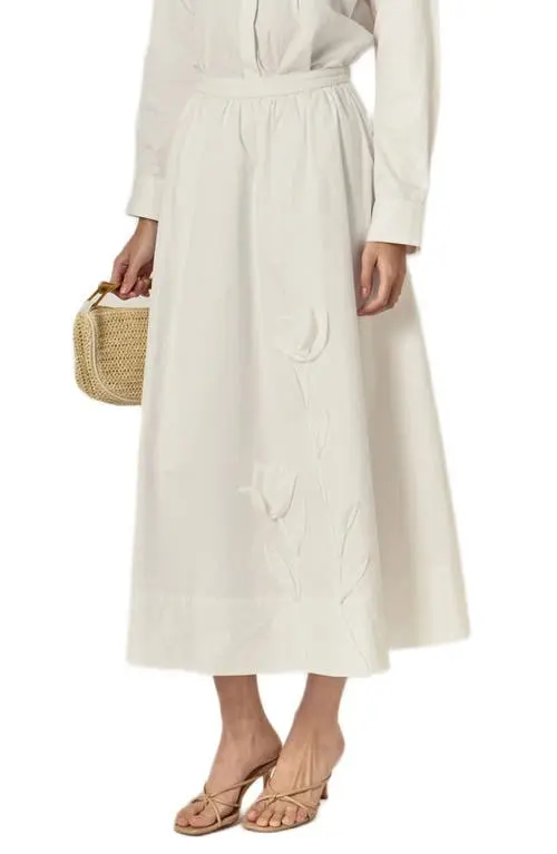 English Factory Floral Appliqué Cotton Skirt