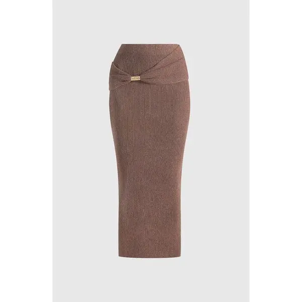 Manière De Voir Amy Asymmetric Midaxi Skirt With Hardware Detail - Taupe