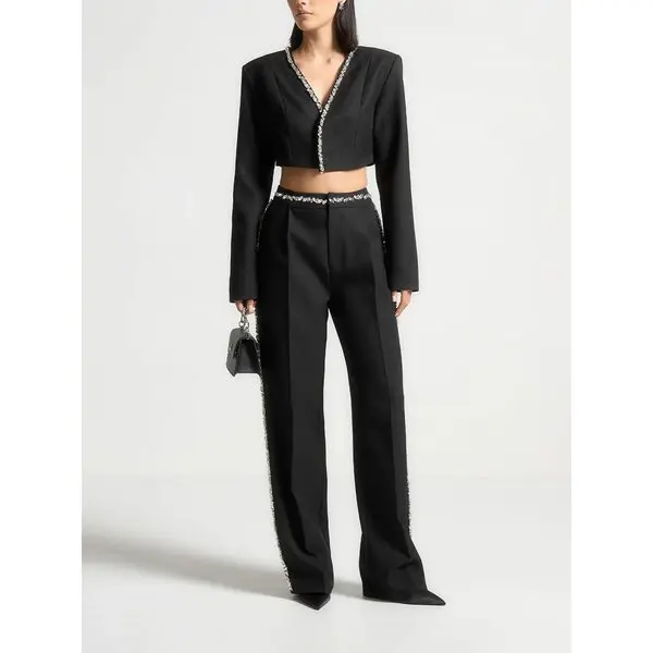 Manière De Voir Embellished Cropped Blazer - Black