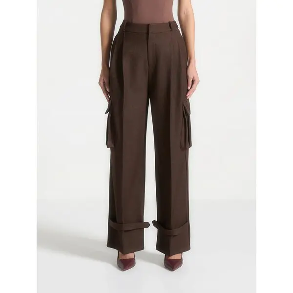 Manière De Voir Tailored Pleated Cargo Trousers - Brown
