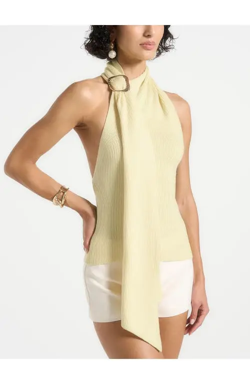 Manière De Voir Elodie Knitted Draped Halterneck Top - Pale Yellow