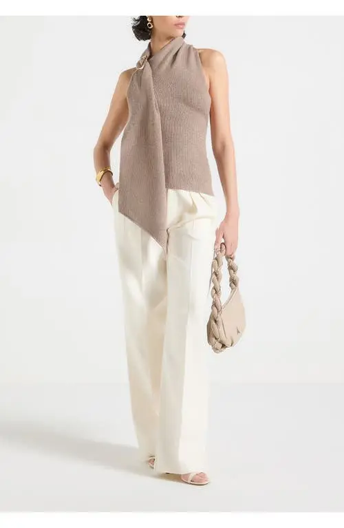 Manière De Voir Elodie Knitted Draped Halterneck Top - Taupe