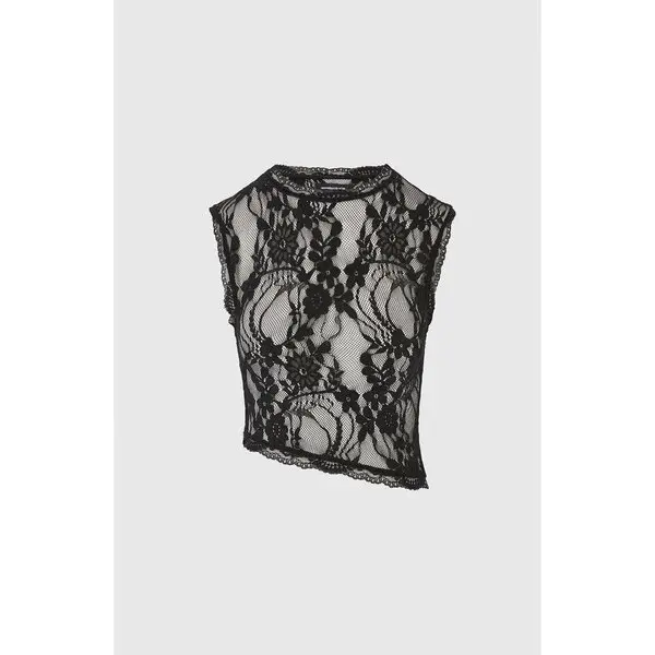 Manière De Voir Eugenie Lace Asymmetric Top - Black