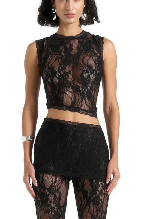 Manière De Voir Eugenie Lace Asymmetric Top - Black