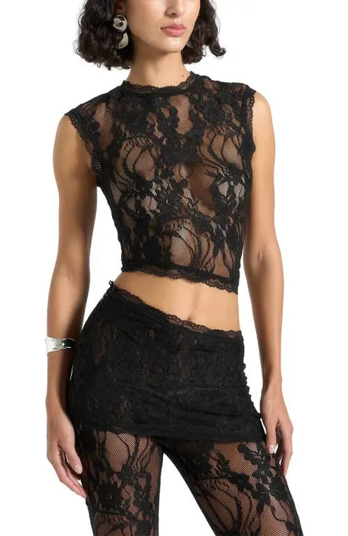 Manière De Voir Eugenie Lace Asymmetric Top - Black
