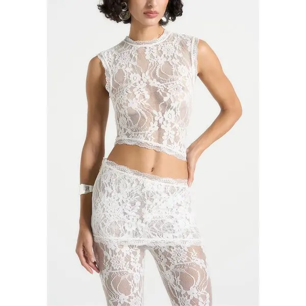 Manière De Voir Eugenie Lace Asymmetric Top - White